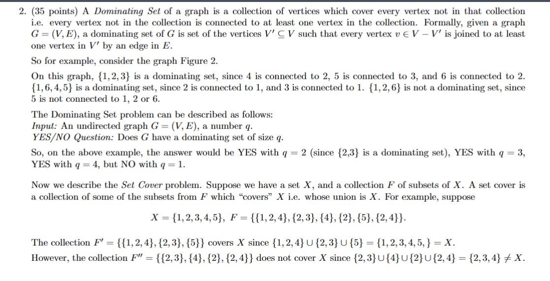 Solved A Dominating Set of a graph is a collection of | Chegg.com