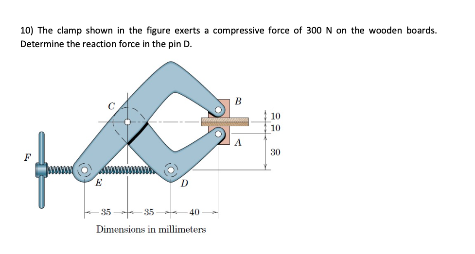 Solved The clamp shown in the figure exerts a compressive | Chegg.com