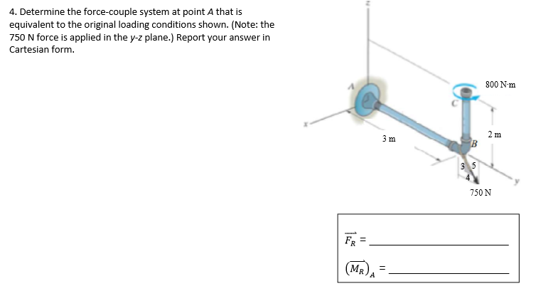 Solved 4. Determine the force-couple system at point A that | Chegg.com