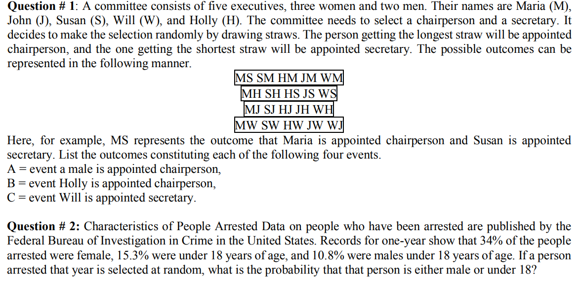 Solved Question # 1: A committee consists of five | Chegg.com