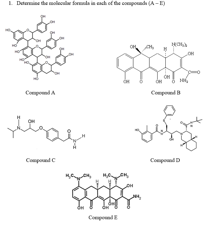 Solved 1. Determine the molecular formula in each of the | Chegg.com