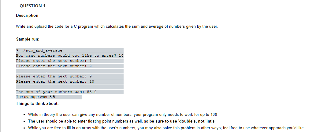 Solved Description Write and upload the code for a C program | Chegg.com