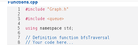 Solved in c++ Implement the function bfsTraversal that | Chegg.com