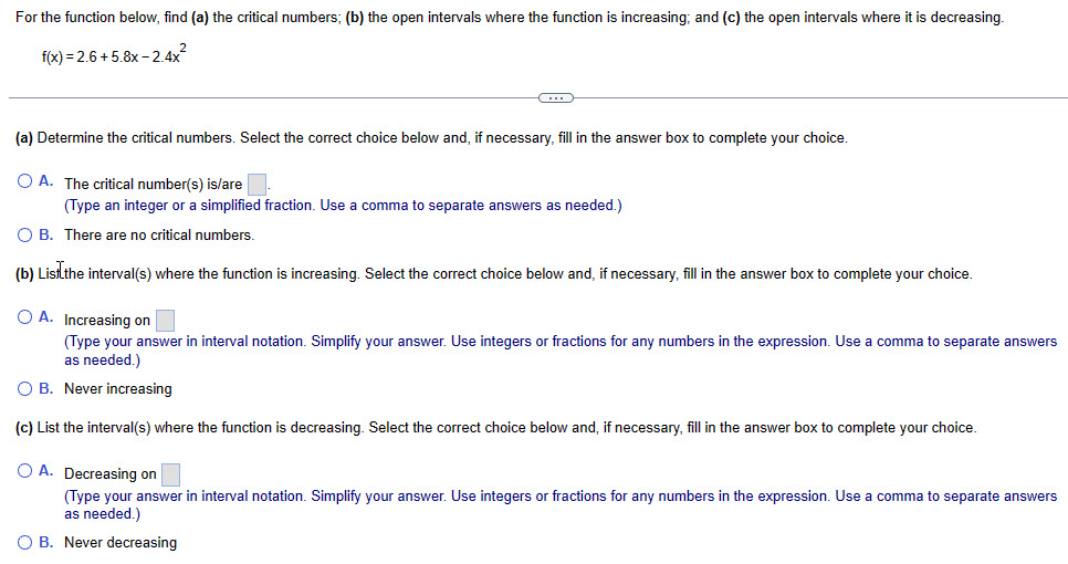 Solved For the function ﻿below, find ( a) ﻿the critical | Chegg.com