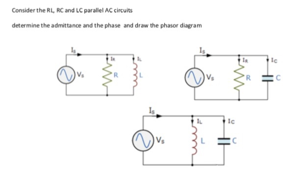 Solved Consider the RL RC and LC parallel AC circuits | Chegg.com