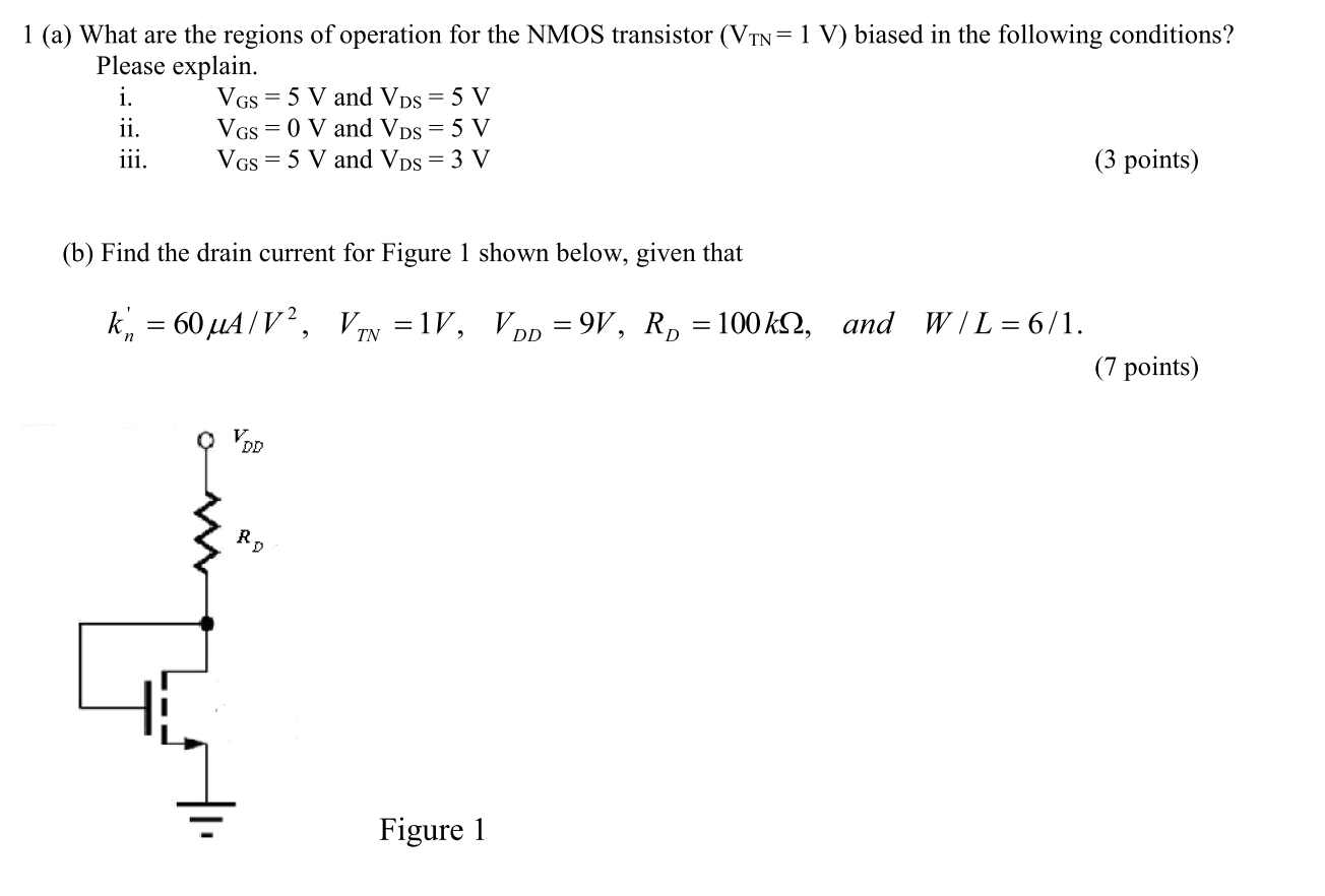 Solved A What Are The Regions Of Operation For The Nmos