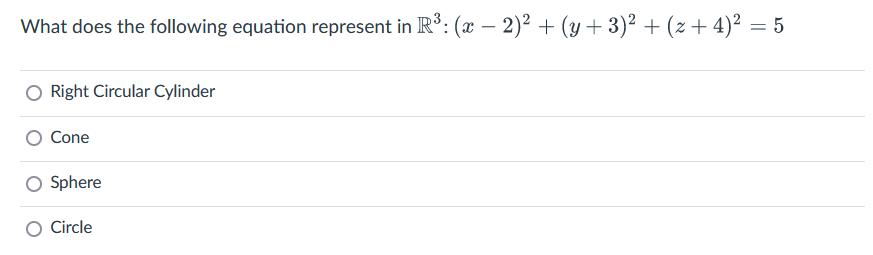 Solved What does the following equation represent in R3: (x | Chegg.com