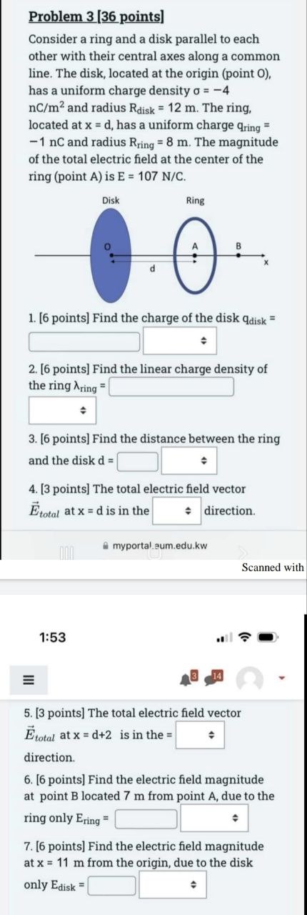 Solved Problem 3 [36 points] Consider a ring and a disk | Chegg.com