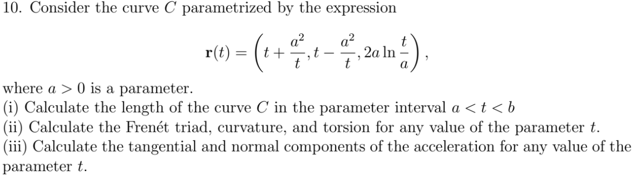 Solved 10. Consider the curve C parametrized by the | Chegg.com