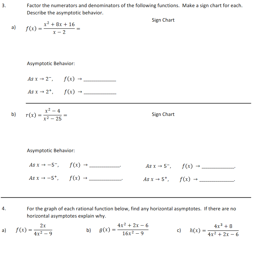 Solved 3. Factor the numerators and denominators of the | Chegg.com