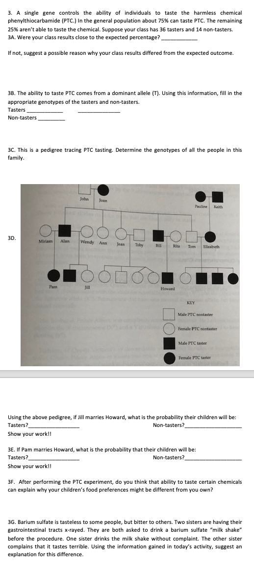 3. A single gene controls the ability of individuals | Chegg.com