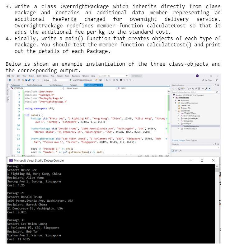Exercise 2: Inheritance with overriding Package | Chegg.com