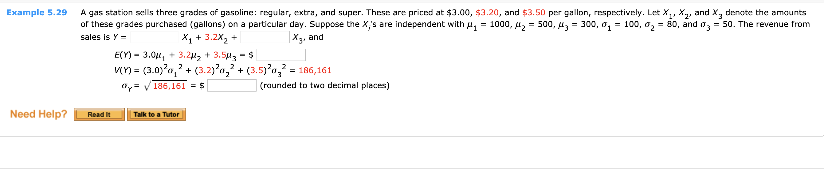 Solved Example 5.29 A gas station sells three grades of | Chegg.com