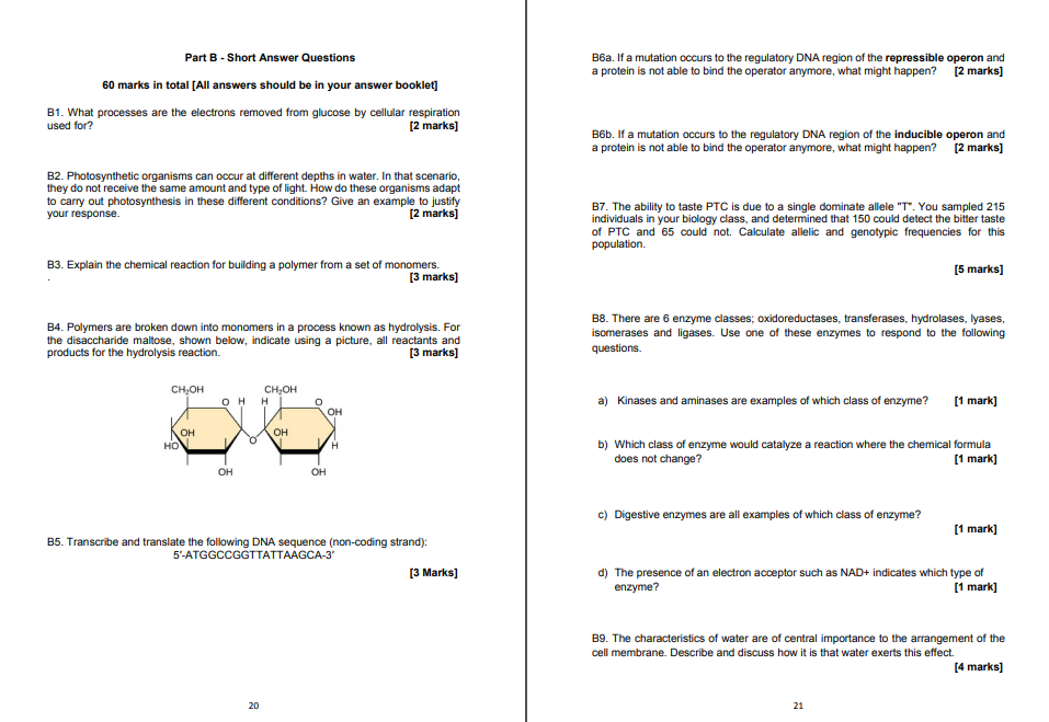 Solved Part B - ﻿Short Answer Questions60 ﻿marks in total | Chegg.com