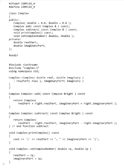 Solved Create a class called Complex for performing | Chegg.com