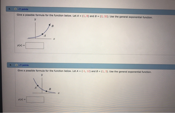 Solved 8. O -1 points ible formula for the function below. | Chegg.com Solved 8. O -1 points ible formula for the function below. | Chegg.com