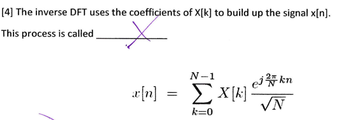 Solved [4] The inverse DFT uses the coefficients of X[k] to | Chegg.com