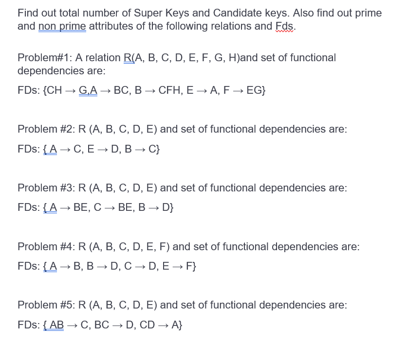 Solved Find out total number of Super Keys and Candidate | Chegg.com