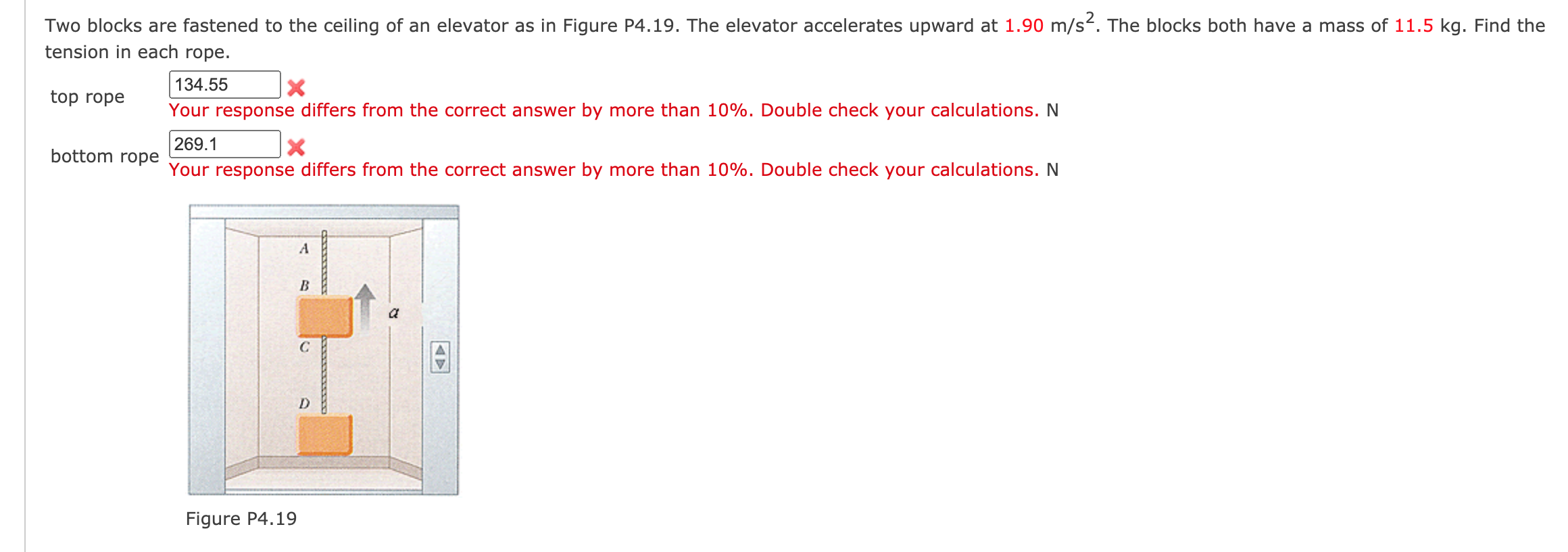 Solved Two blocks are fastened to the ceiling of an elevator | Chegg.com