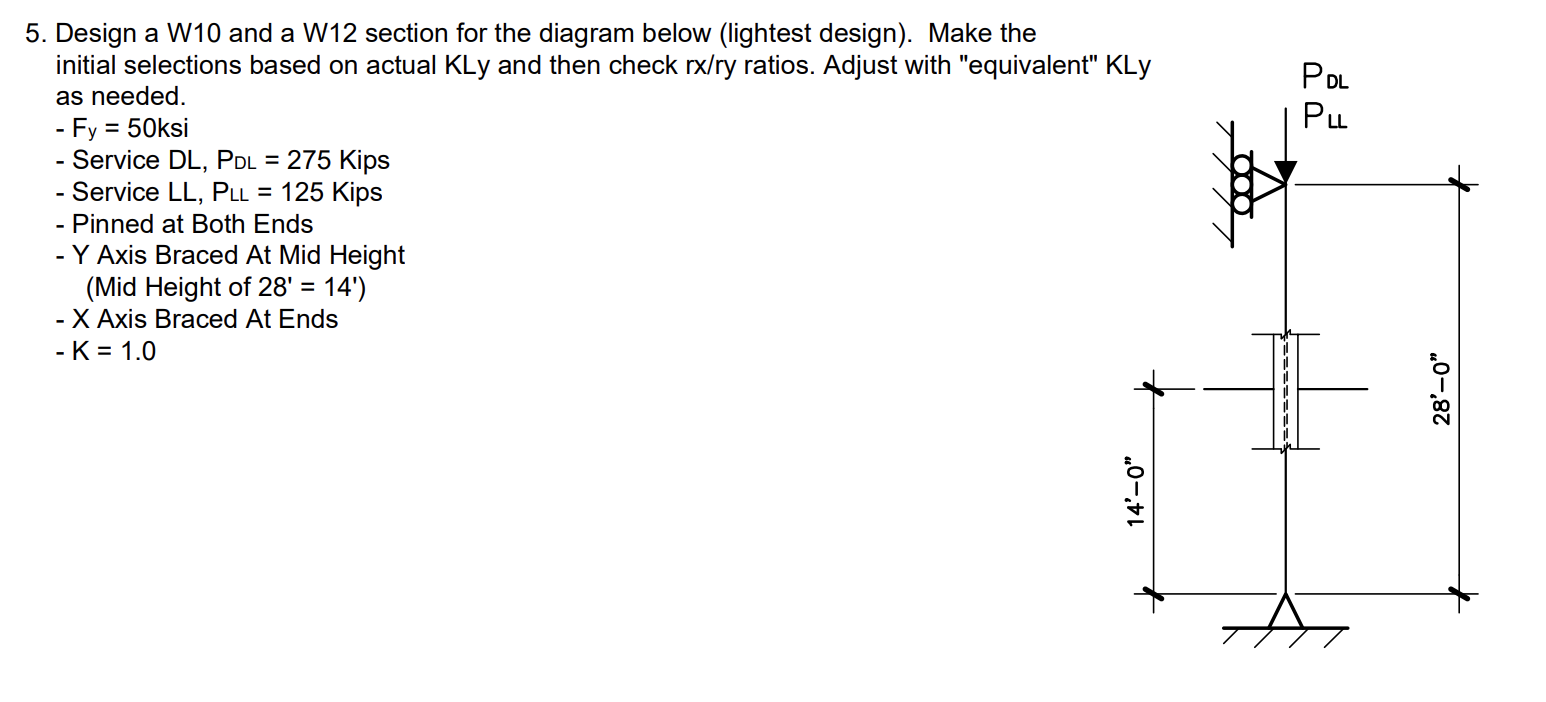Solved POL PL 5. Design a W10 and a W12 section for the | Chegg.com