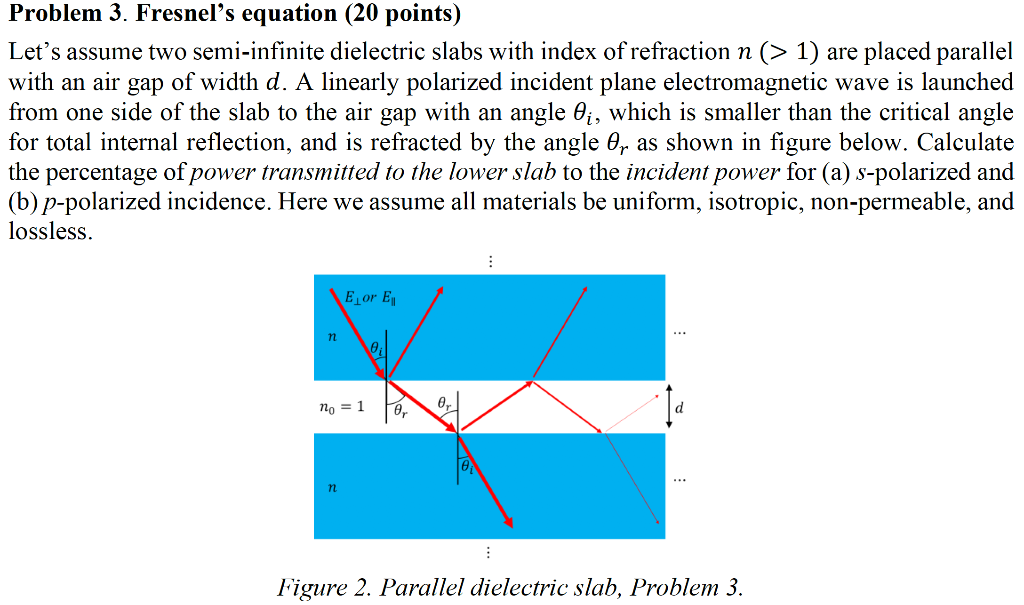 Problem 3. Fresnel's equation (20 points) Let's | Chegg.com