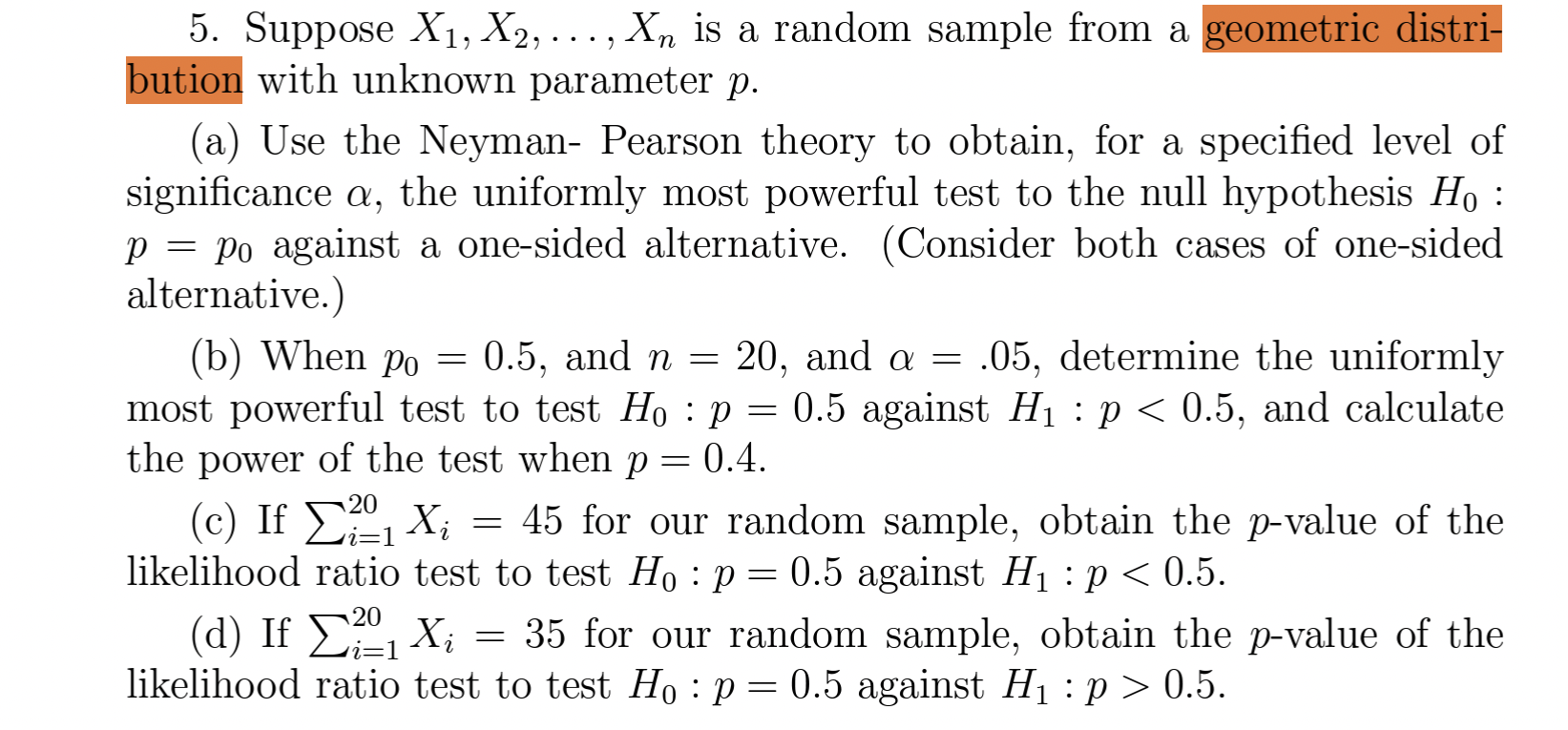 Solved 5. Suppose X1,X2,…,Xn is a random sample from a | Chegg.com