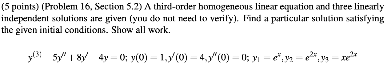 Solved (5 points) (Problem 16, Section 5.2) A third-order | Chegg.com