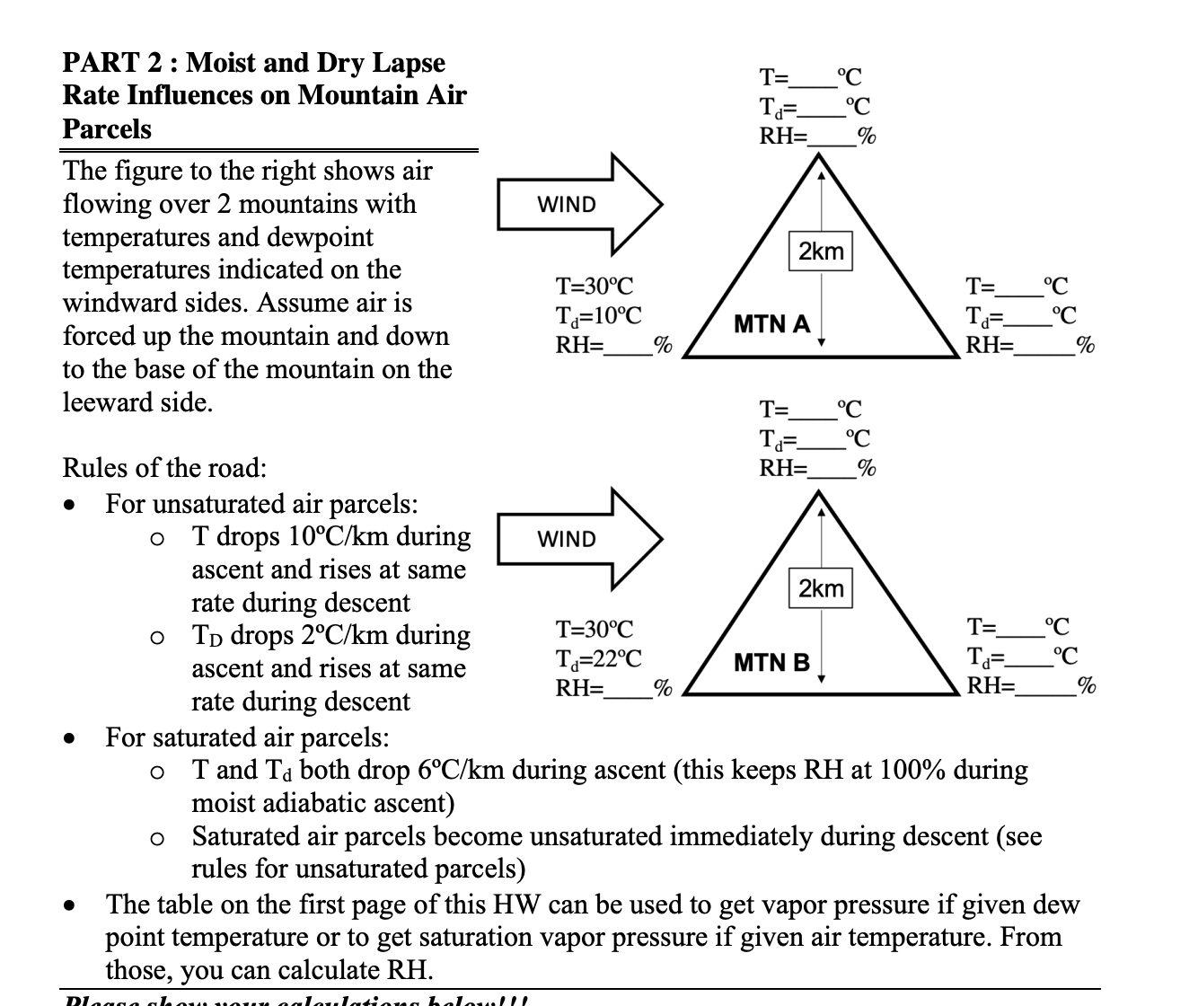Solved Rate Influences on Mountain Air Parcels The figure to | Chegg.com
