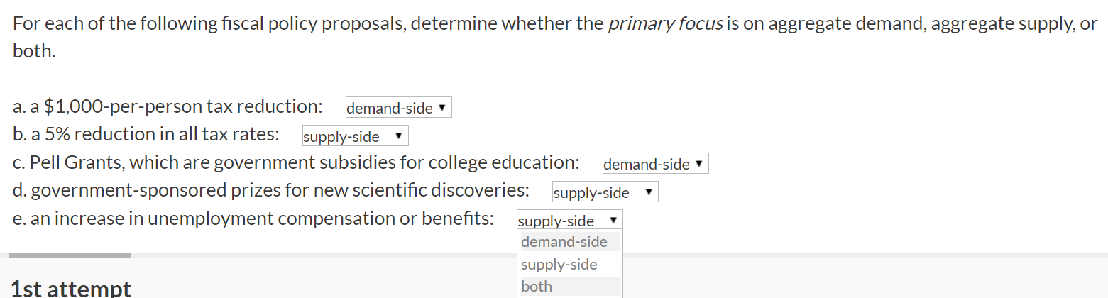 Solved For each of the following fiscal policy proposals, | Chegg.com