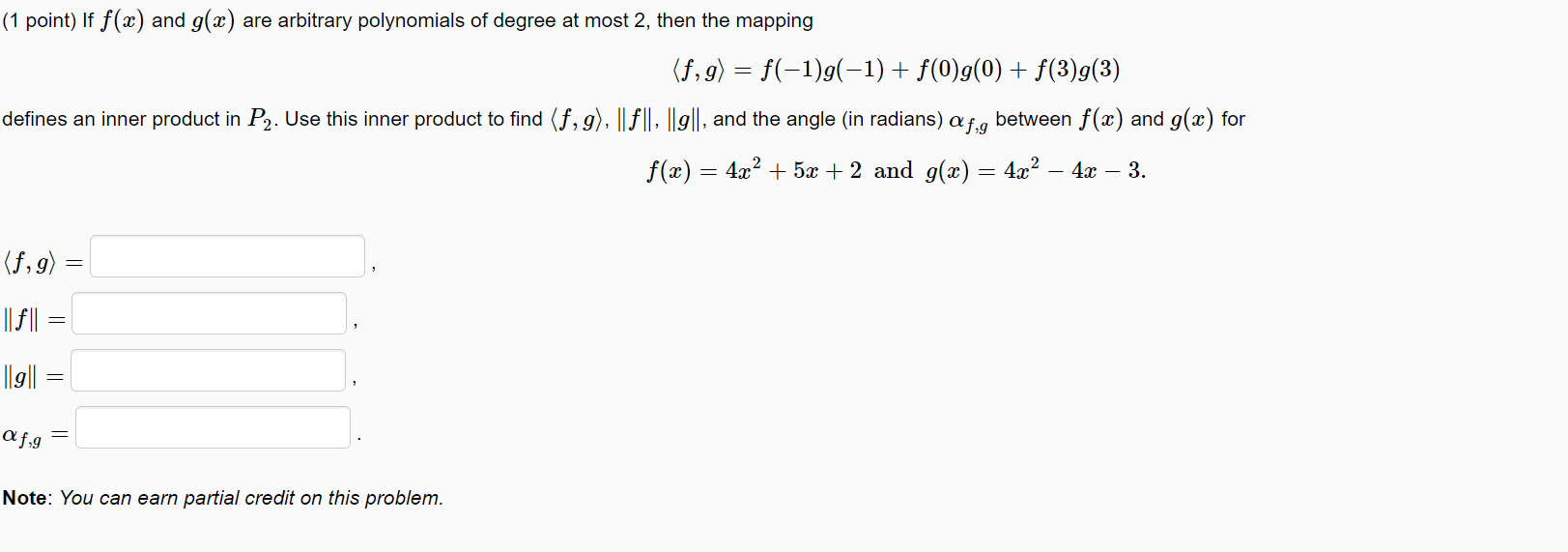 Solved (1 ﻿point) ﻿If f(x) ﻿and g(x) ﻿are arbitrary | Chegg.com