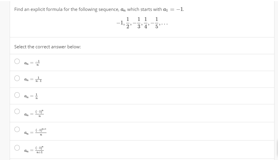 Solved Find An Explicit Formula For The Following Sequence