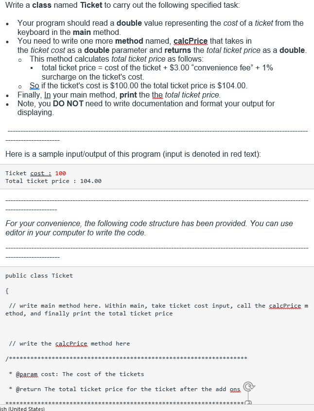 Solved Write a class named Ticket to carry out the following | Chegg.com