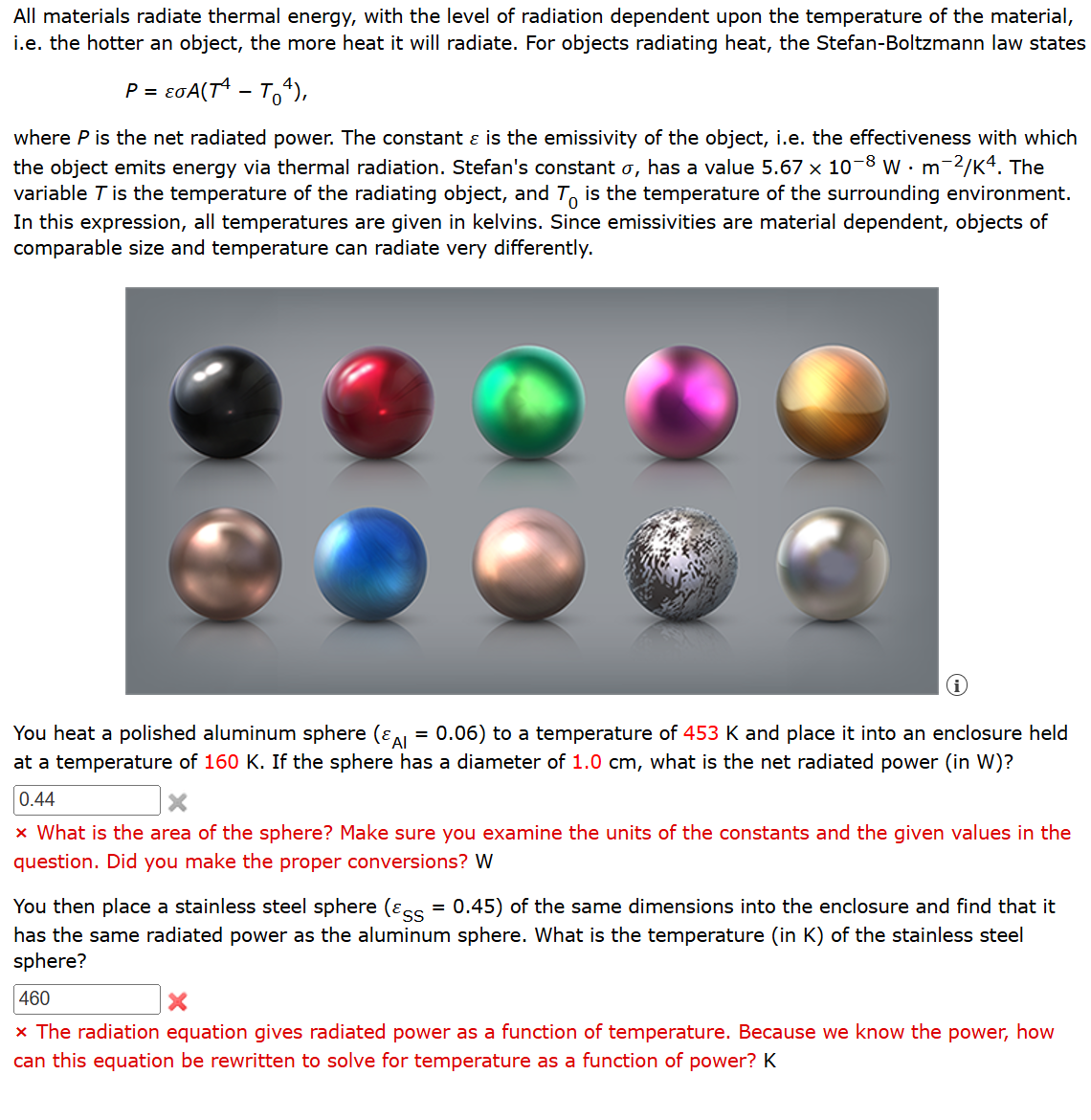 Solved You heat a polished aluminum sphere | Chegg.com