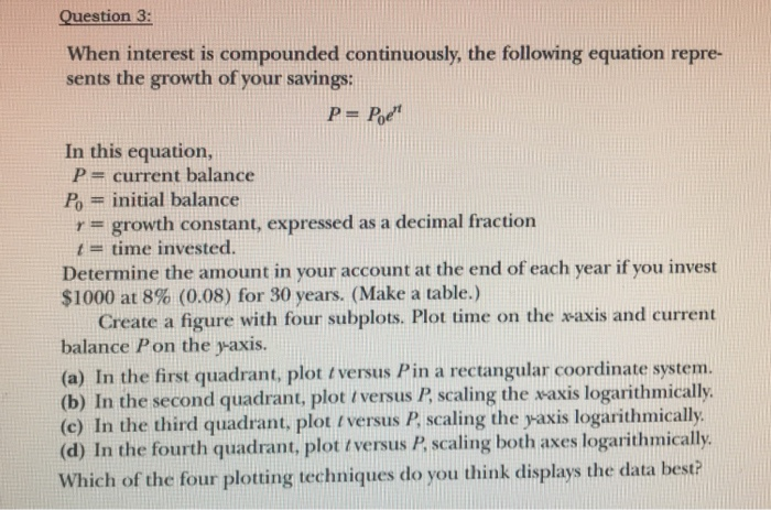 Solved Question 3 When interest is compounded continuously, | Chegg.com
