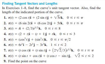Solved Finding Tangent Vectors and Lengths In Exercises 1-8, | Chegg.com