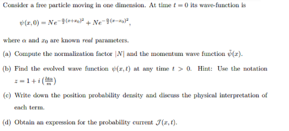 Solved Consider a free particle moving in one dimension. At | Chegg.com