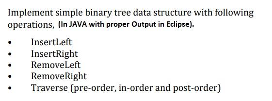 Solved Implement simple binary tree data structure with | Chegg.com