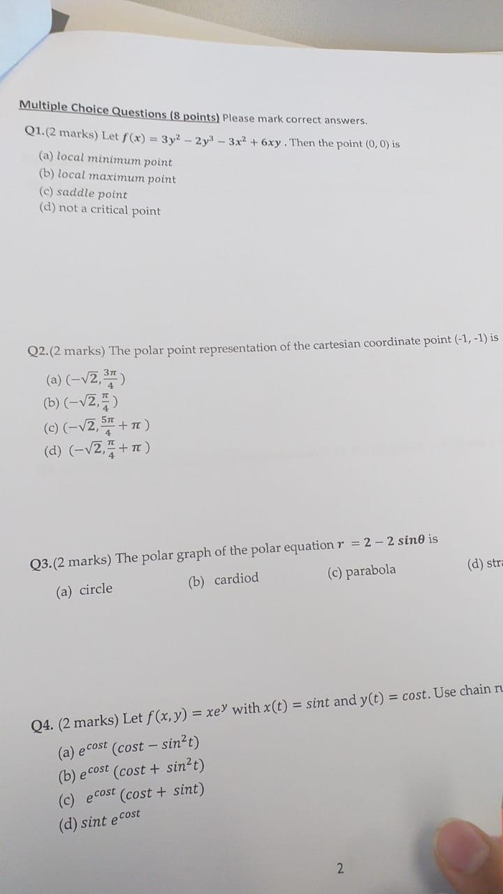 Solved Q4 only the rest of the question is use chain rule to | Chegg.com