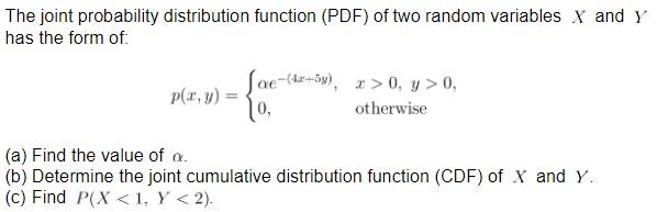 Solved The joint probability distribution function (PDF) of | Chegg.com