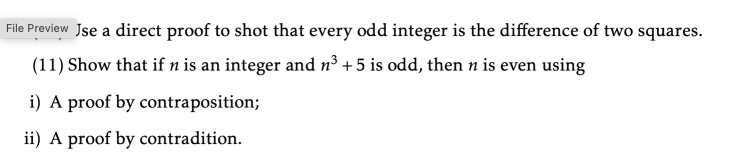 Solved Ise a direct proof to shot that every odd integer is | Chegg.com