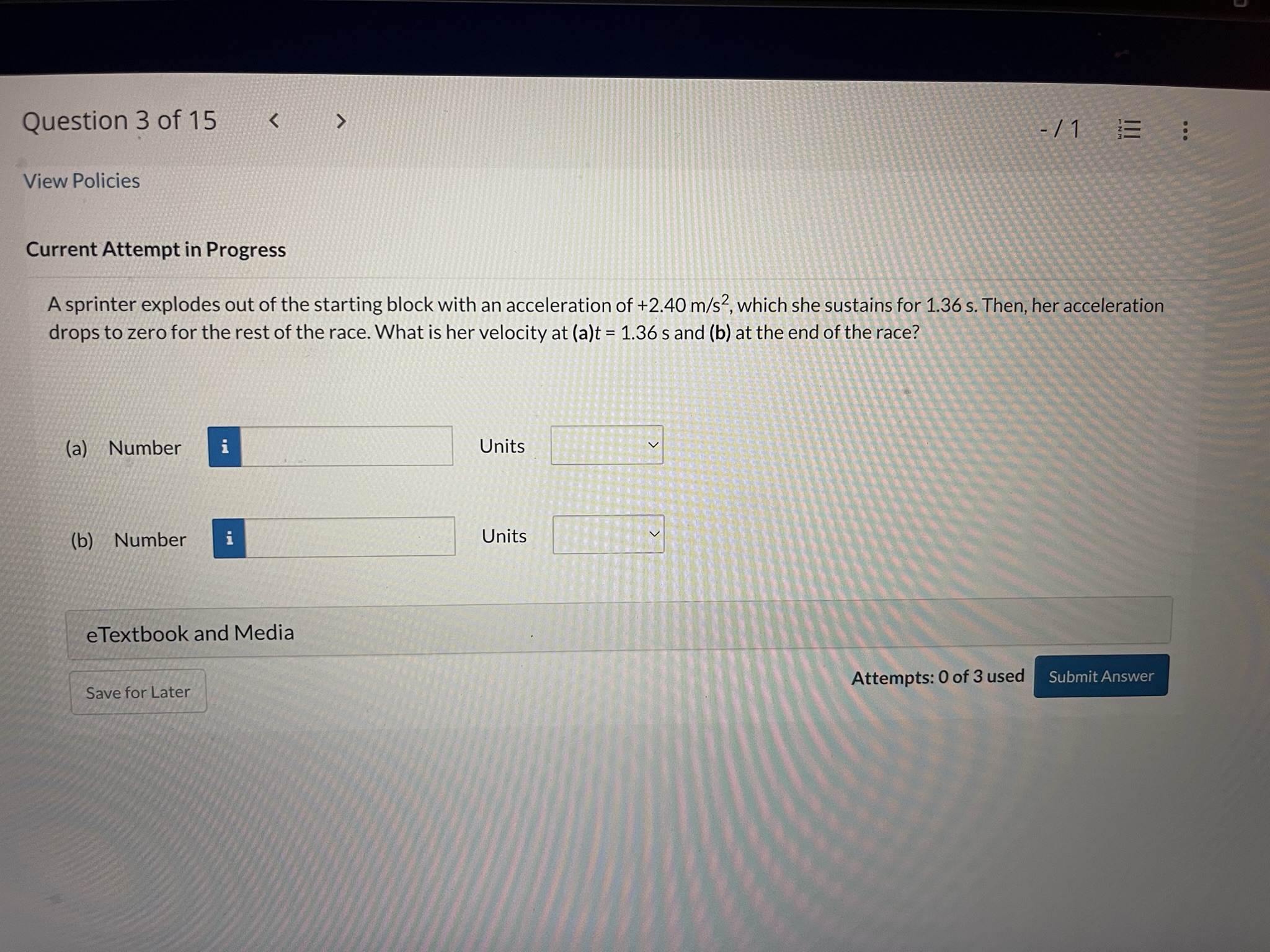 Solved A sprinter explodes out of the starting block with an | Chegg.com