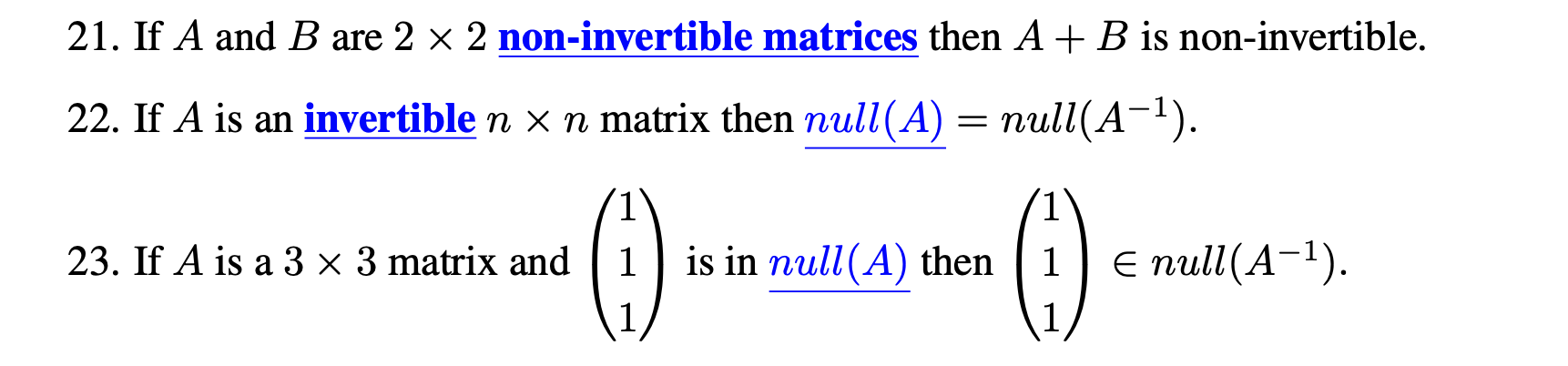 Solved 21. If A and B are 2 × 2 non-invertible matrices then | Chegg.com