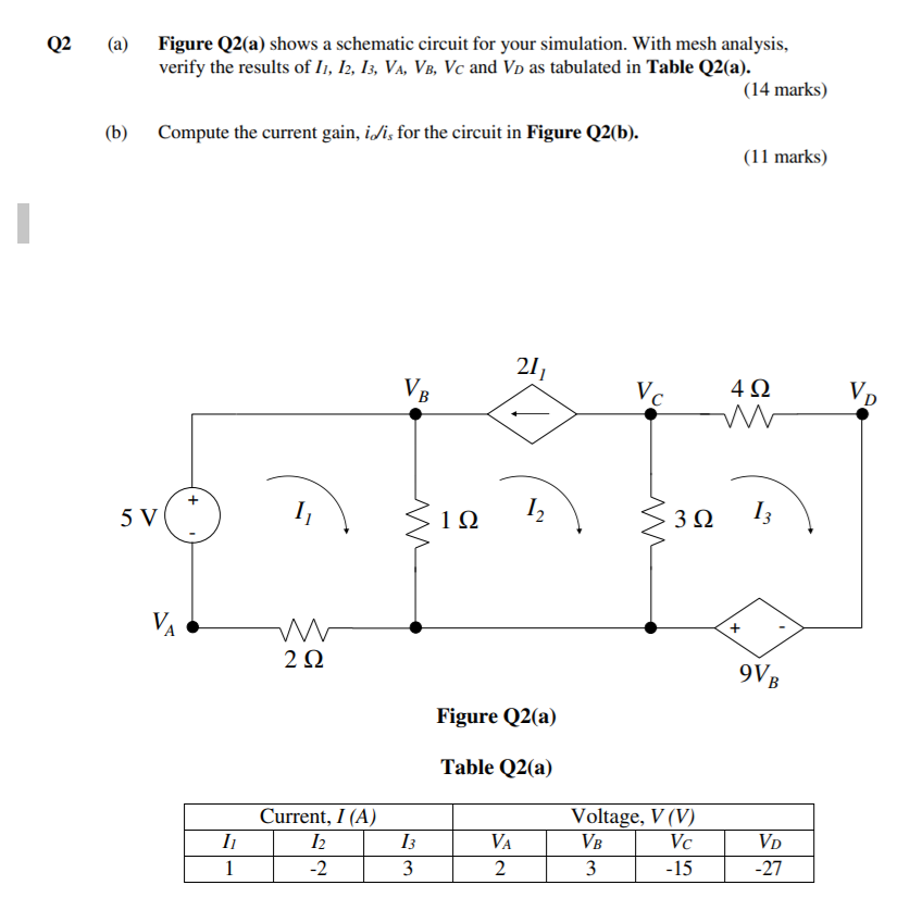 Solved Q2 (a) Figure Q2(a) shows a schematic circuit for | Chegg.com