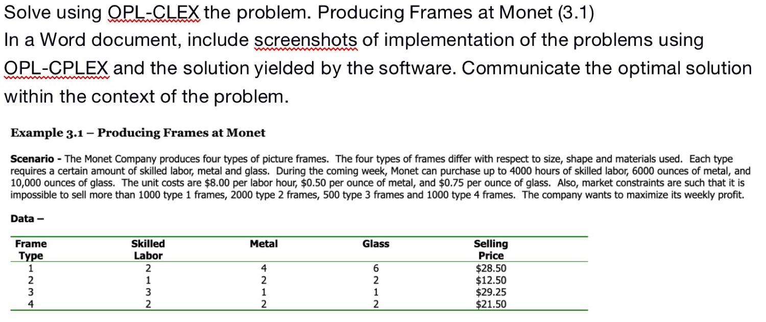 Solved Solve using OpenCLEX the problem. Producing Frames at | Chegg.com
