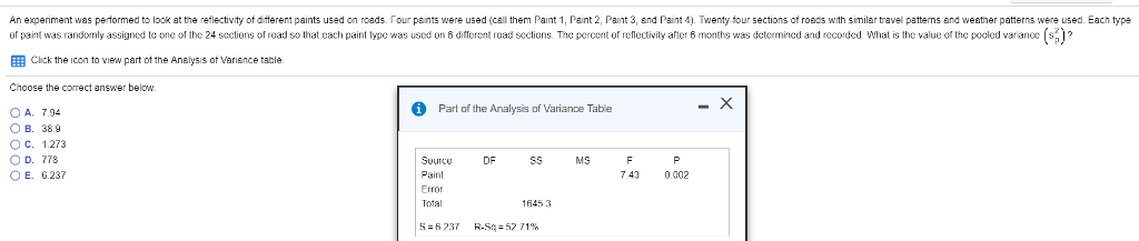 Solved An e per ment was performed to look at the erlectiv y | Chegg.com