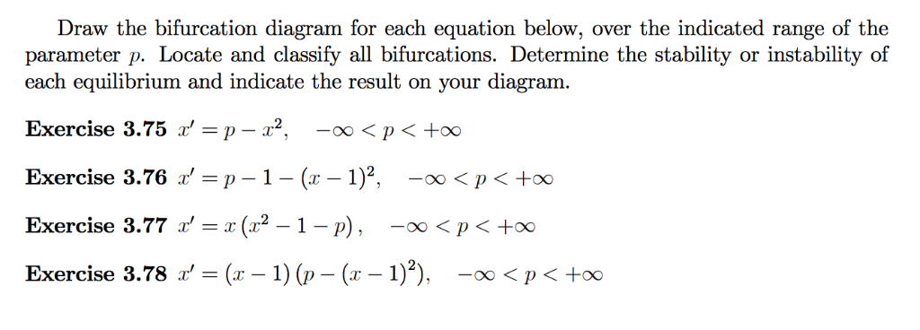 Solved Draw The Bifurcation Diagram For Each Equation Below