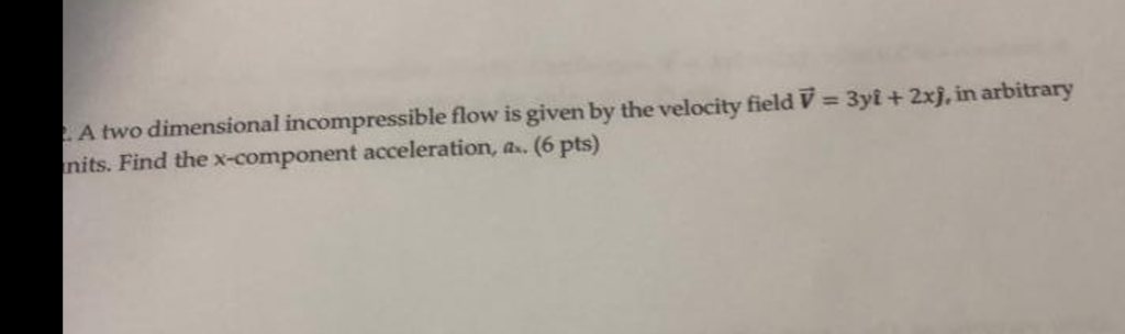 Solved A two dimensional incompressible flow is given by the | Chegg.com