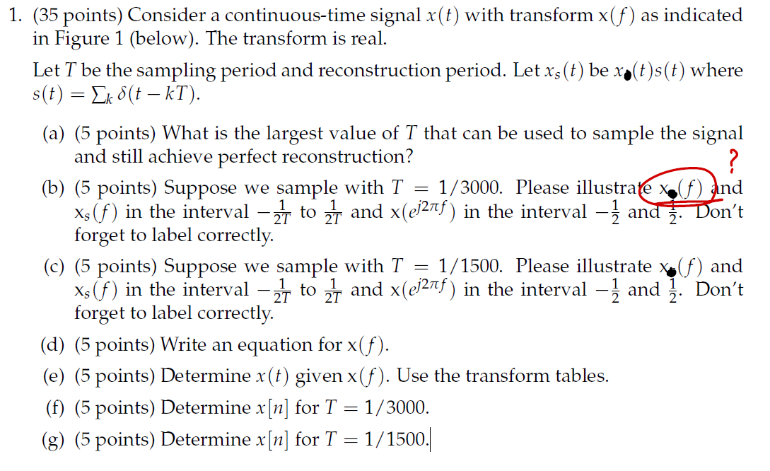 Solved - 500 Hz AX(f) 20 10 500 Hz Figure 1: x(f) 1000 Hz | Chegg.com