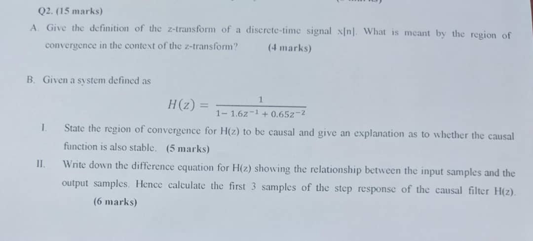 Solved Q2. (15 marks) A Give the definition of the | Chegg.com