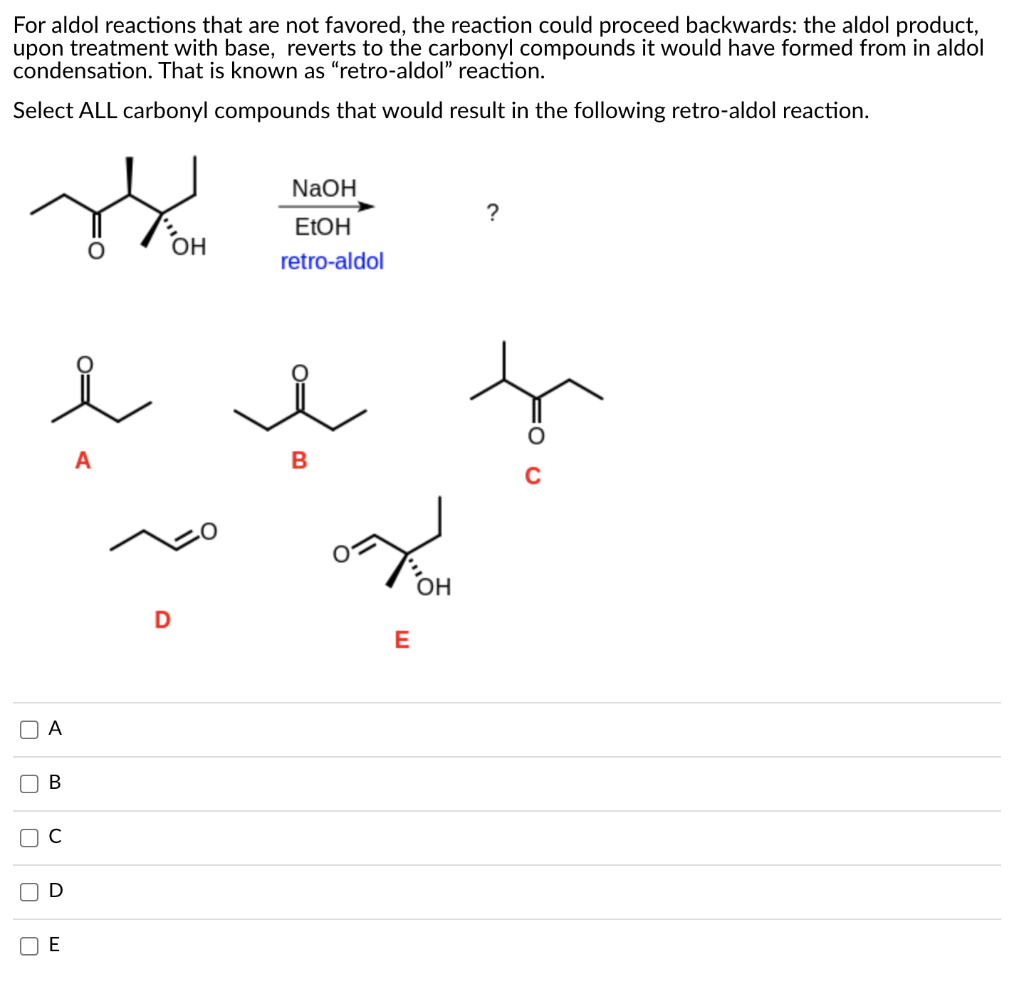 Solved Select ALL reactions below that would be favorable | Chegg.com